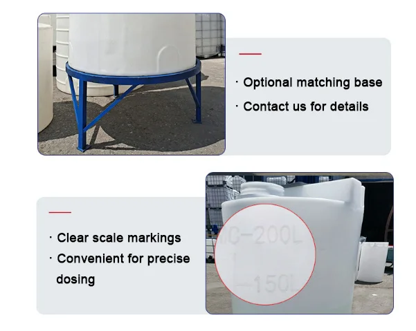 Customized Rotomolding 100L Plastic Cone Bottom Dosing Tank