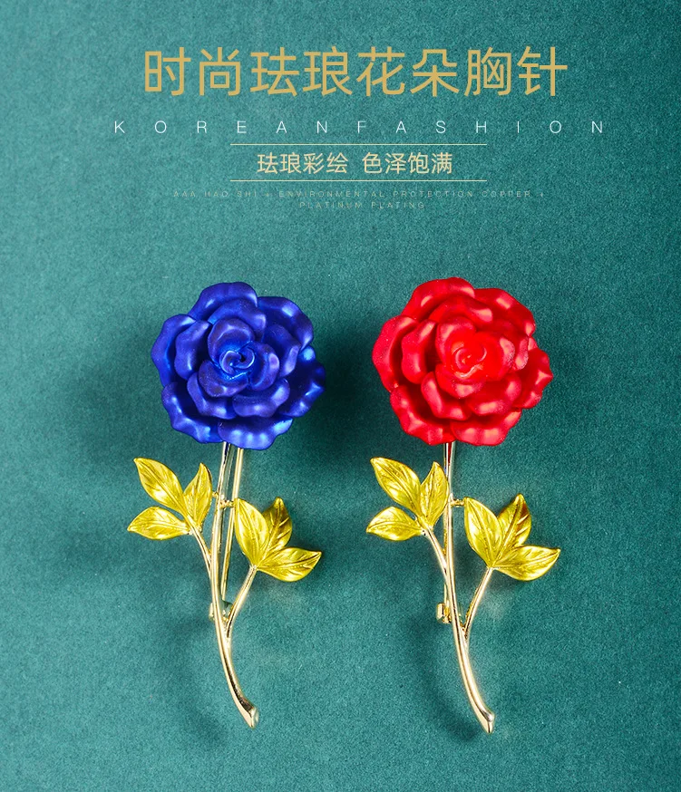 Fashion Red / Blue Rose Brooch Pin For Woman - Buy Red / Blue Rose ...