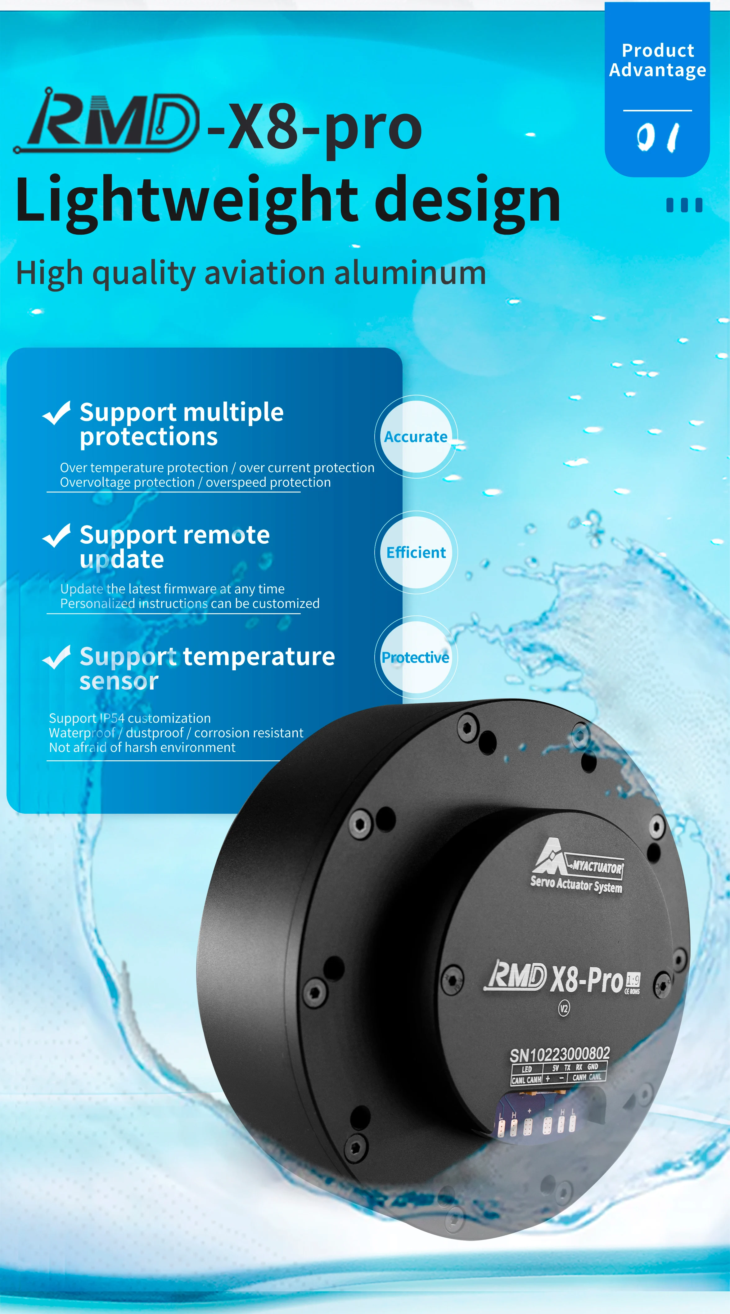 RMD-X8 Pro 1:9 V2无刷DC伺服电机24v-48v 13N.M高扭矩BLDC煎饼电机行星减速器5A风扇机器人臂| Alibaba.com