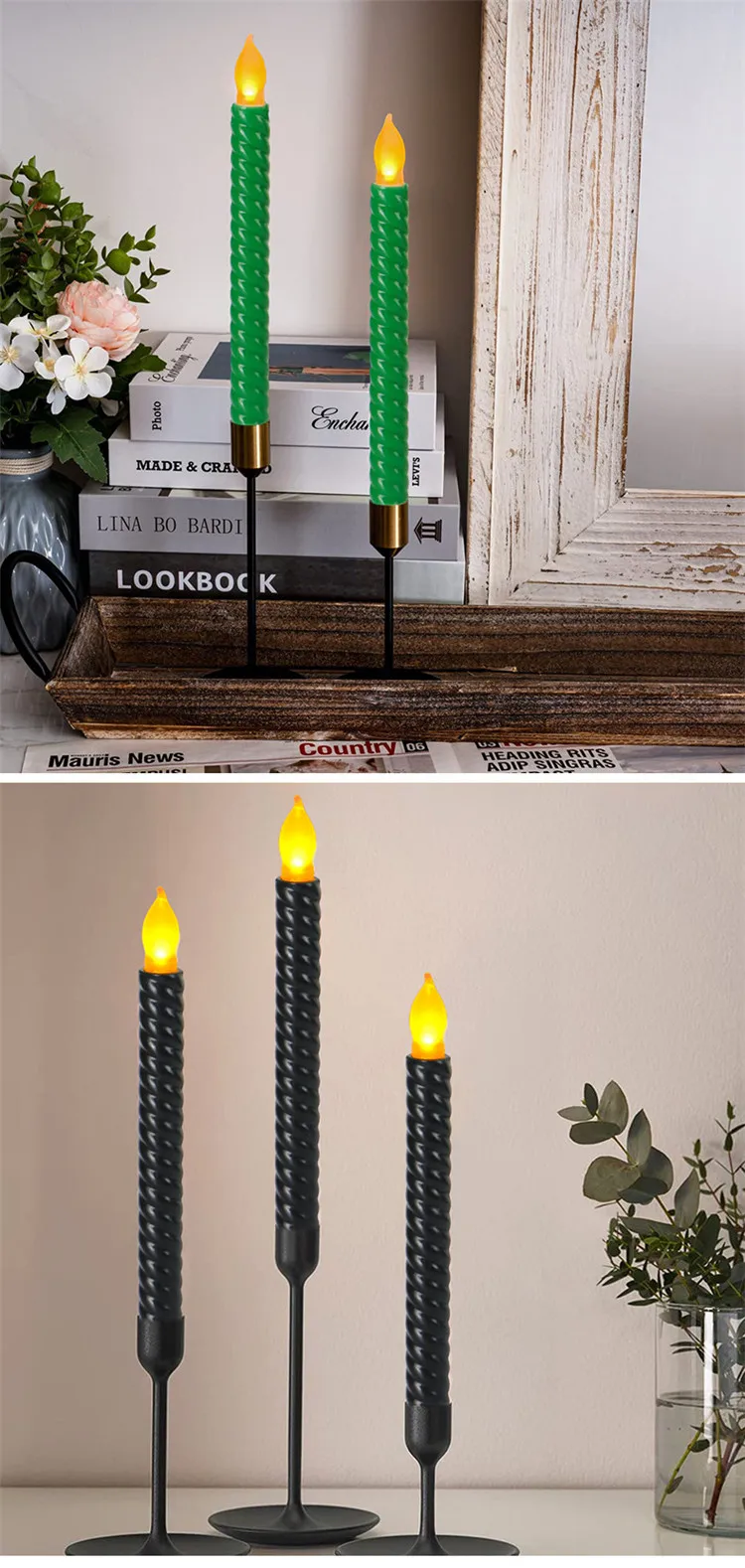 Modern Battery Operated Flameless Taper 3d Home Decoration Led Taper ...