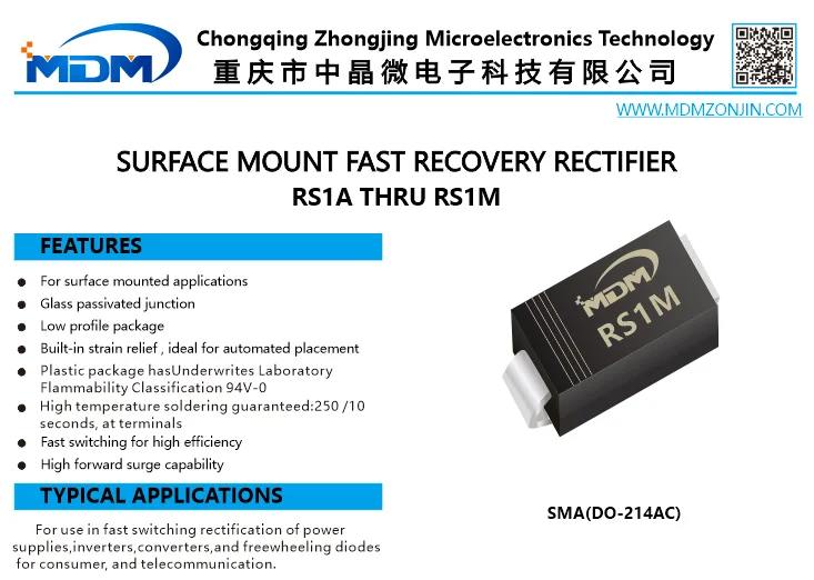 Smd Diode Rs1g Rs1j Rs1k Rectifier Diode 1a Rs1m Fr107 Smd Do-214ac 1 ...