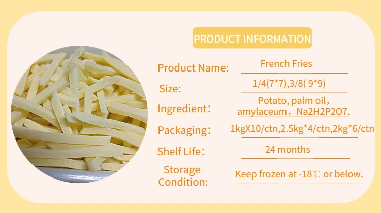 High Quality Frozen French Fries 1/4 With Seasonal Fresh Potatoes ...