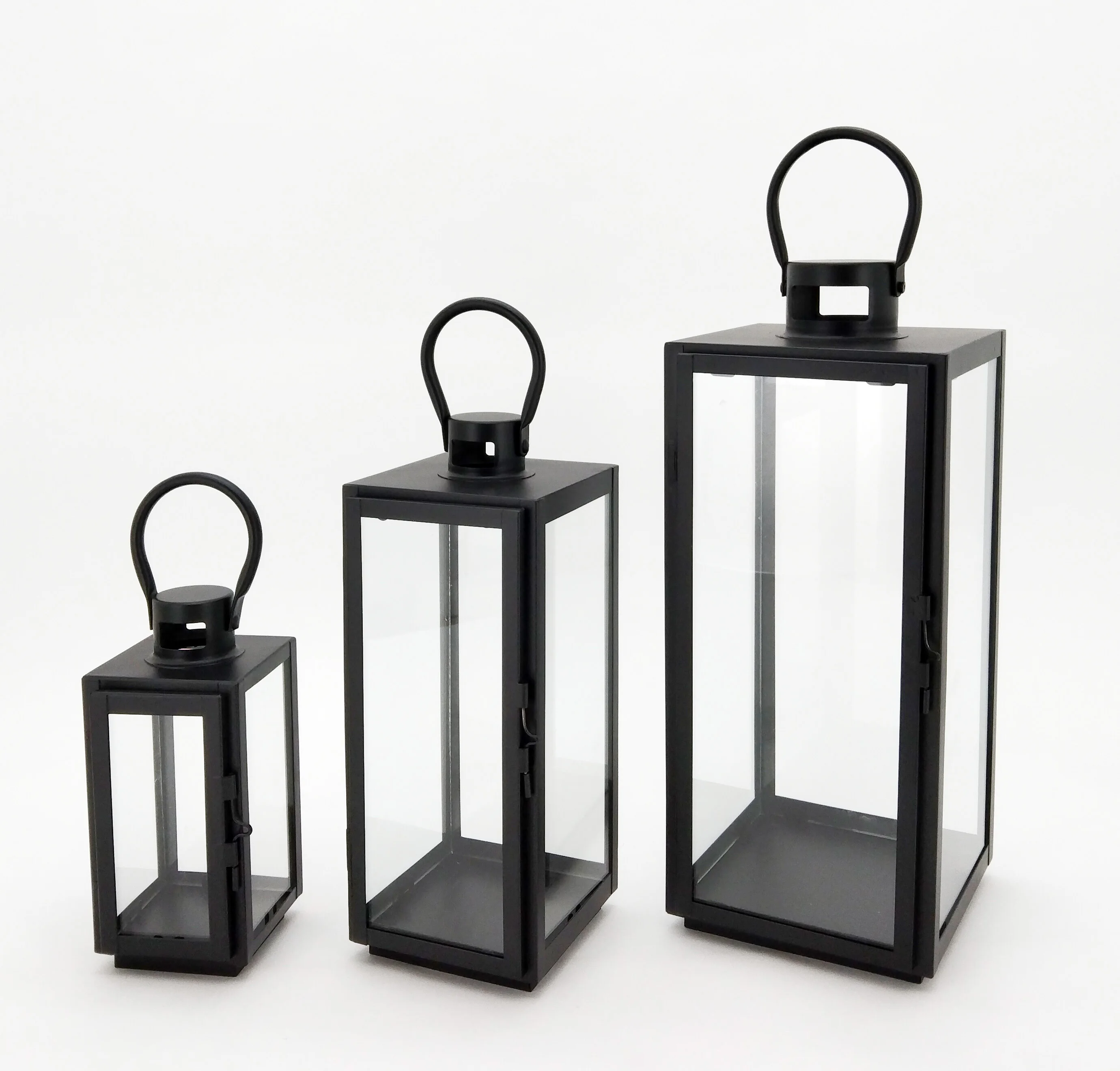 Metal Candle Holders Nordic Iron Wind Lanterns Simple Classic Clear ...