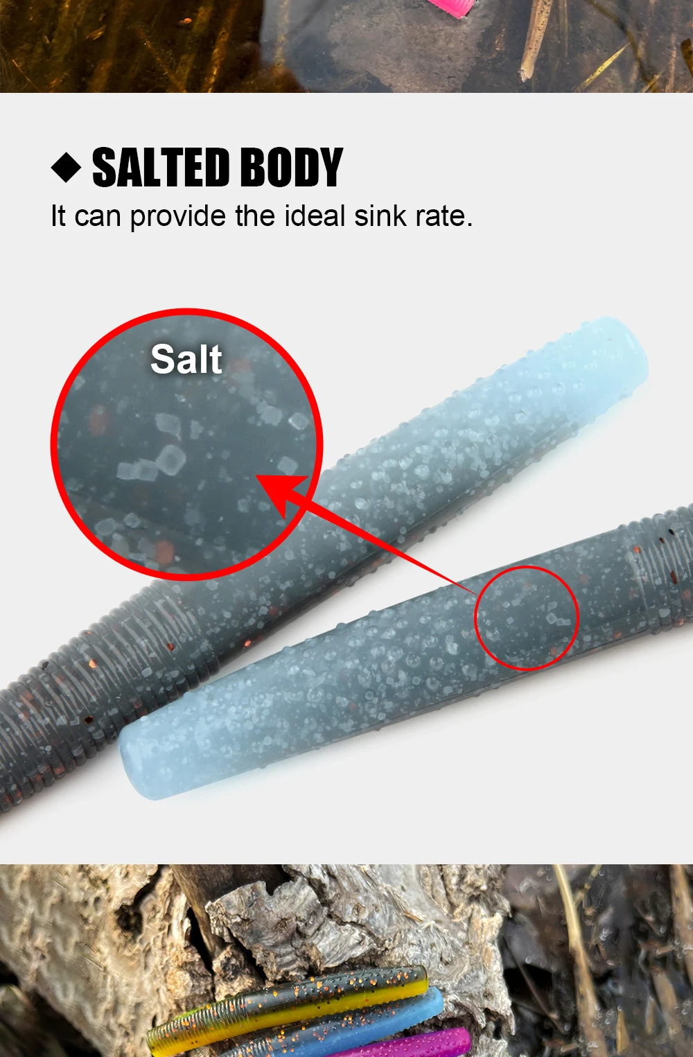 Spinpoler Fat Worm Senko Finesse Tpr Ned Worm Rig 2.75" Stickbait Soft ...