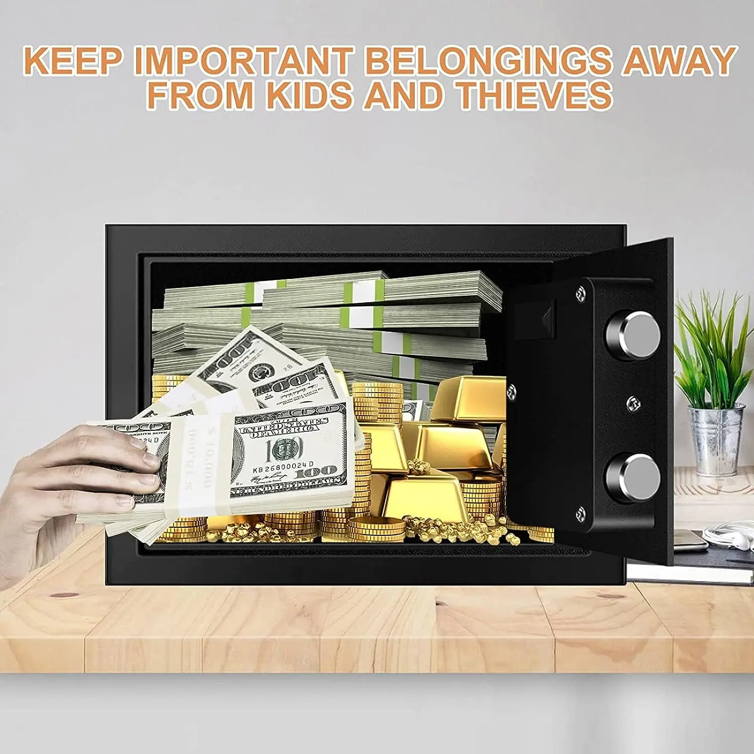 Golden Color Digital Lock Small Mini Size Safe Box Clear Display Open ...