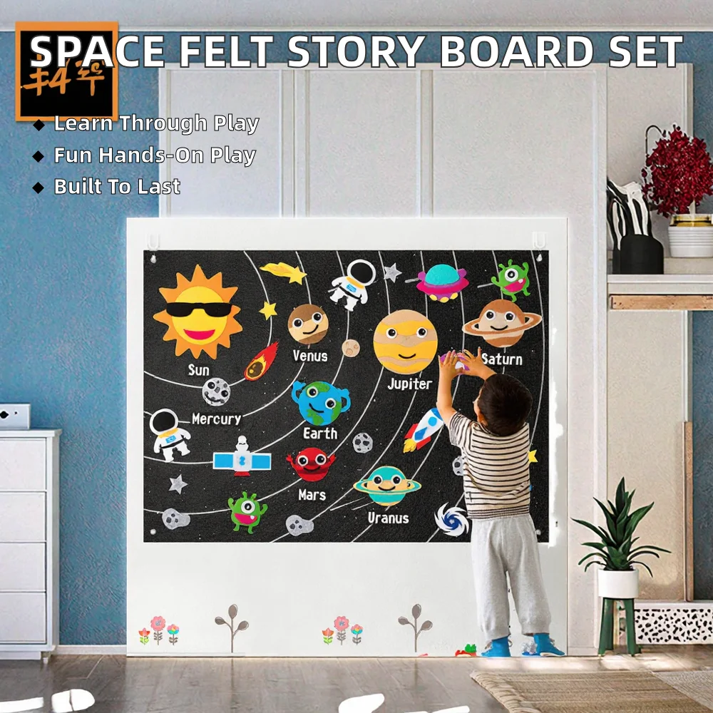 Outer Space Felt Educational Story Board Set 3.5 Ft 44 Pcs Solar System ...