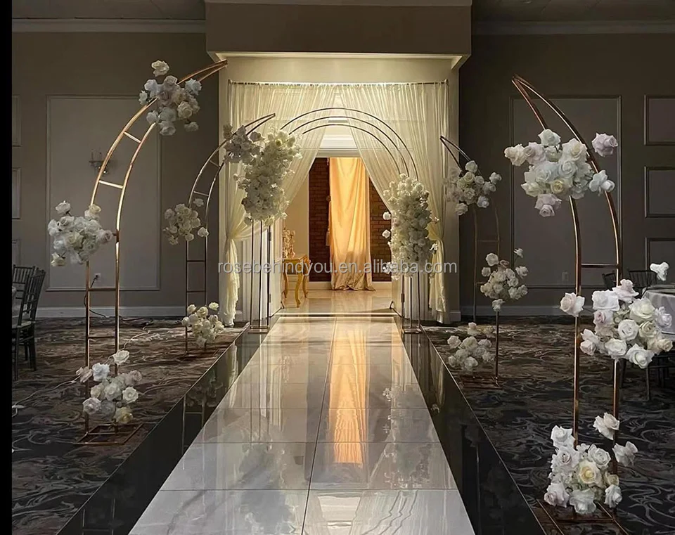 Wedding Round Mandap Chuppah Gold Arch Frame Pipe Drapes
