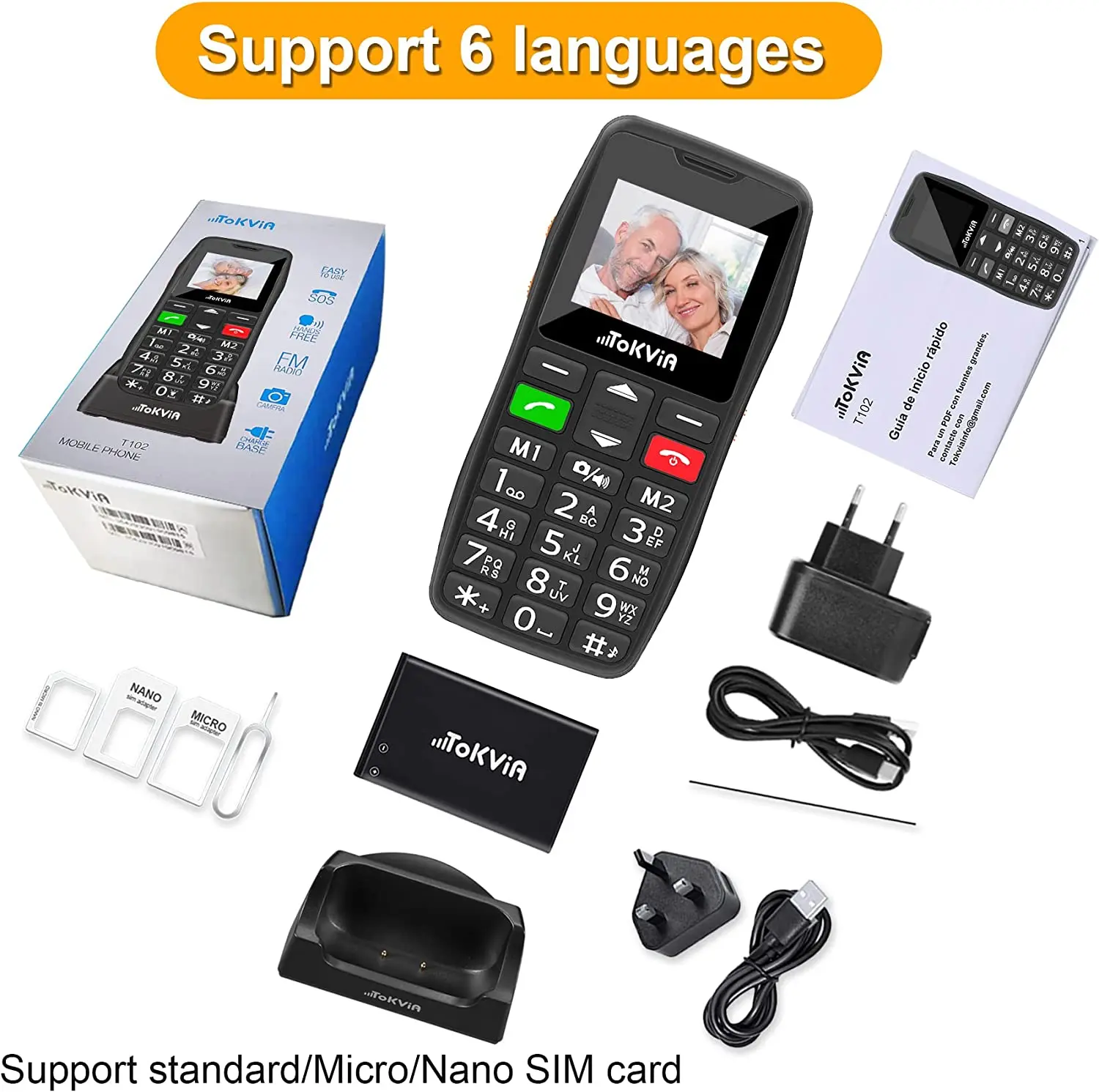 Senior Phone Tokvia T102 Mobile Phone For Elderly,Speed Dial,Big Button ...