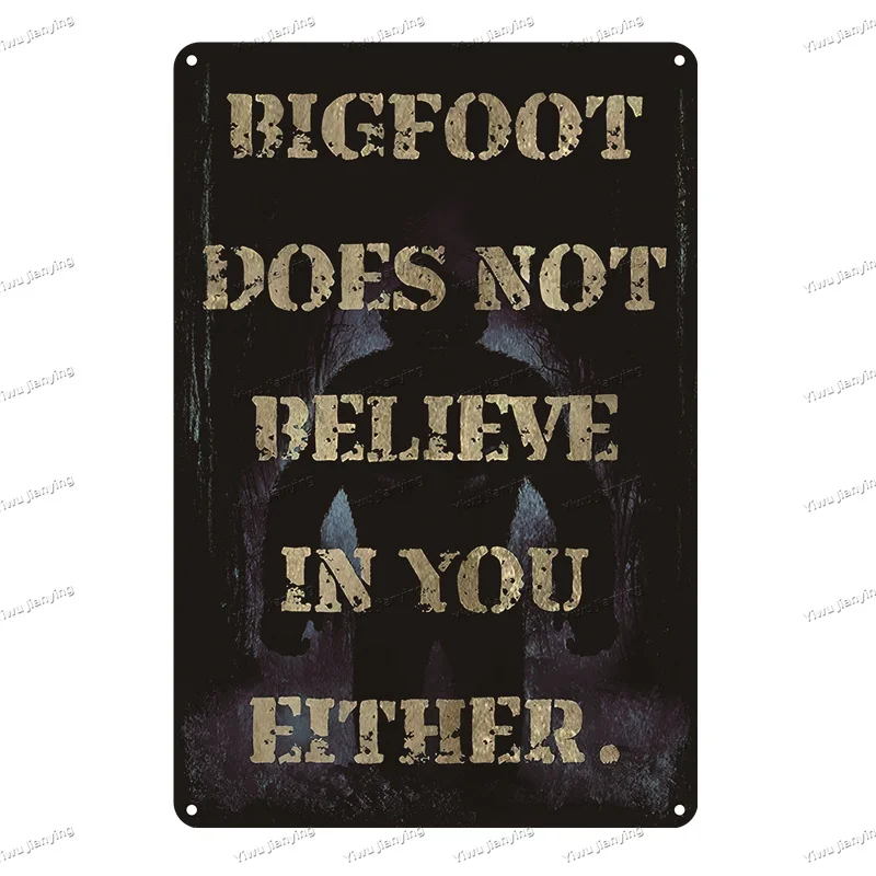 Metal Sign Bigfoot Sasquatch Warning - Vintage Retro Decor