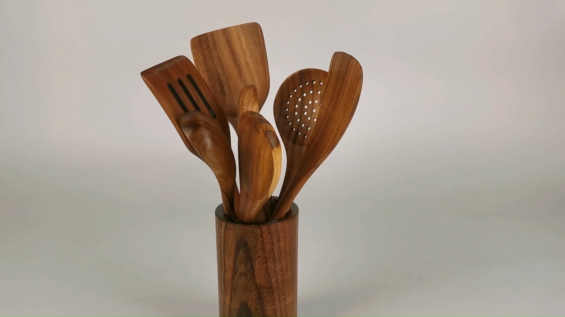 Oem Custom Logo 9 Pcs Natural Teak Wooden Kitchen Utensils Set Wood ...