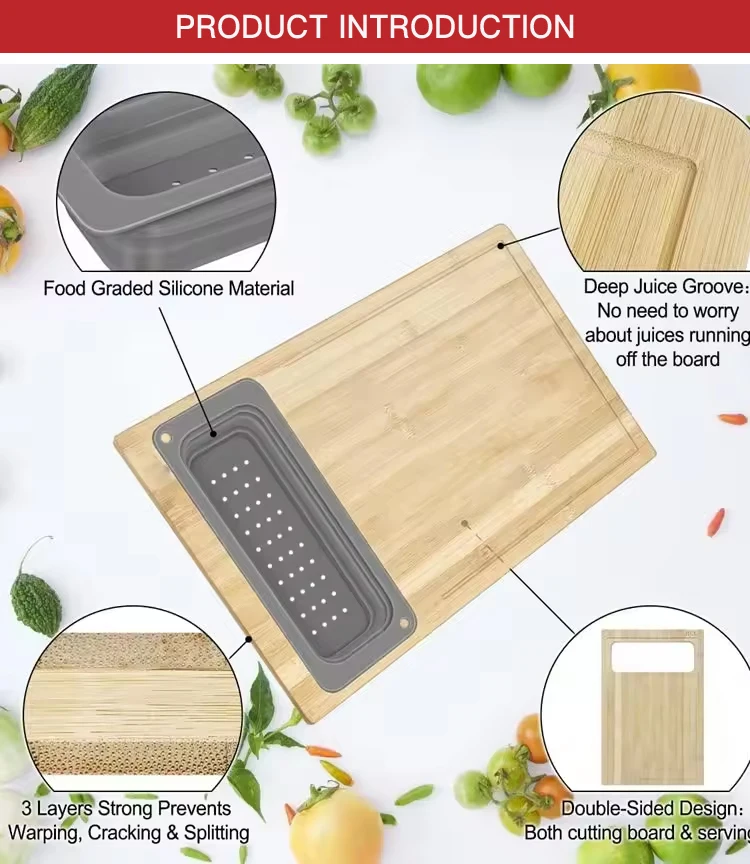 Wooden Over Sink Chopping Board With Container Extra Large Bamboo Over Sink Cutting Board With ...