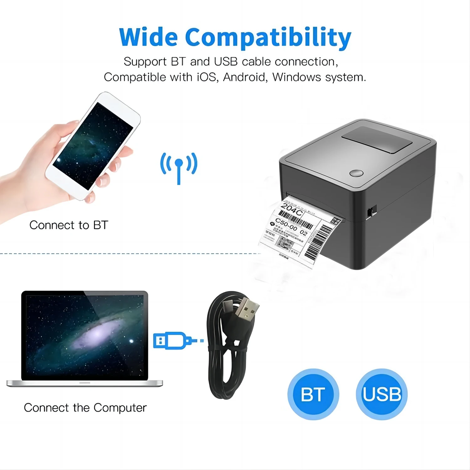 4*6 Desktop Shipping Label Printer Usb bluetooth Portail Thermal ...
