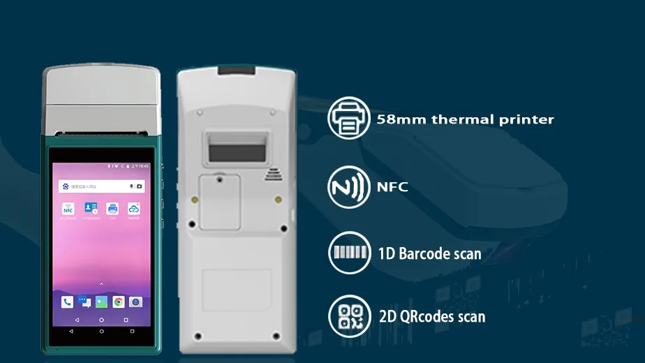 Handheld Android Pos Terminal With 58mm Thermal Printer Nfc/rfid Reader ...