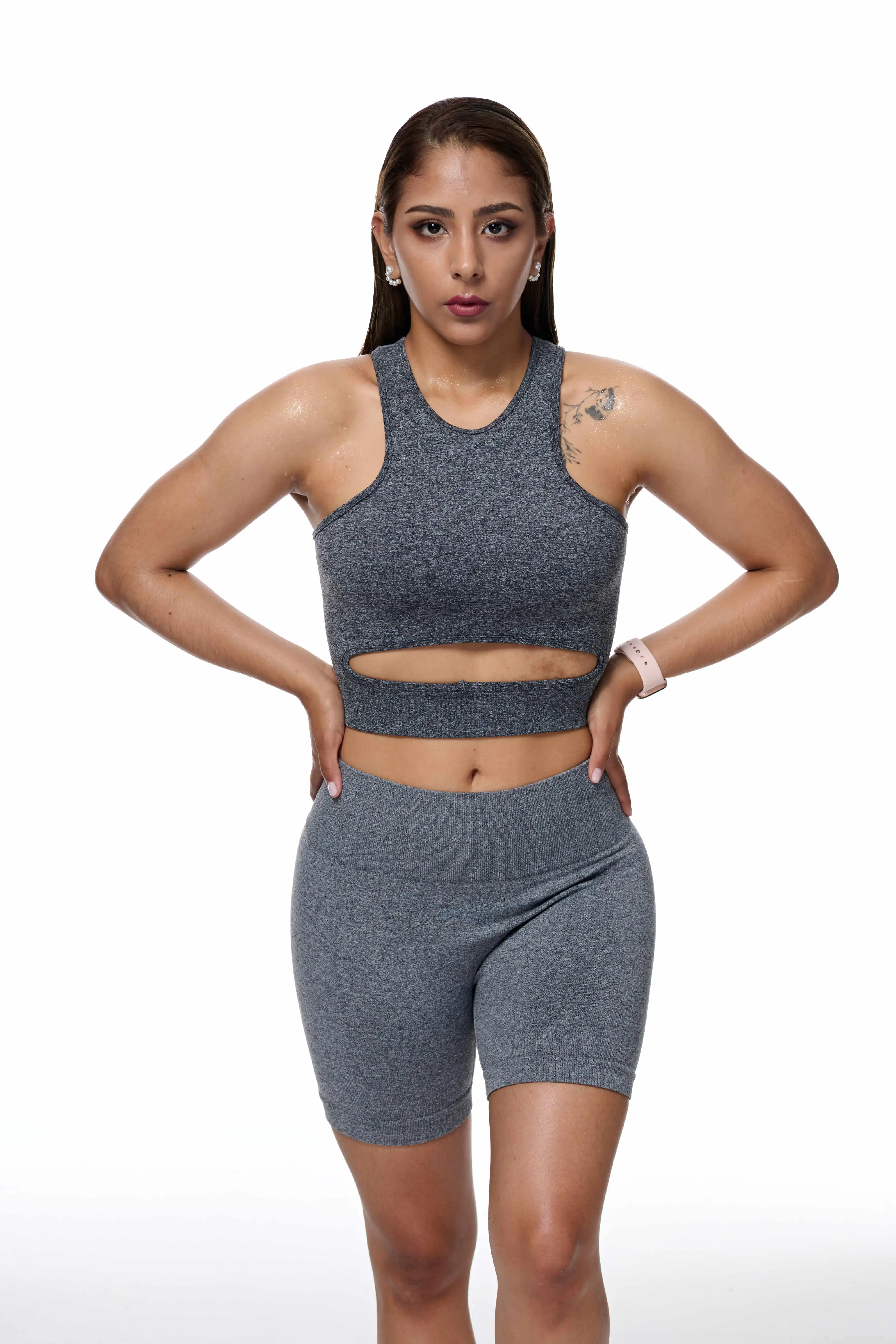 Indoor And Outdoor Yoga Bra Set High Elastic Sports Yoga Pants Belly ...
