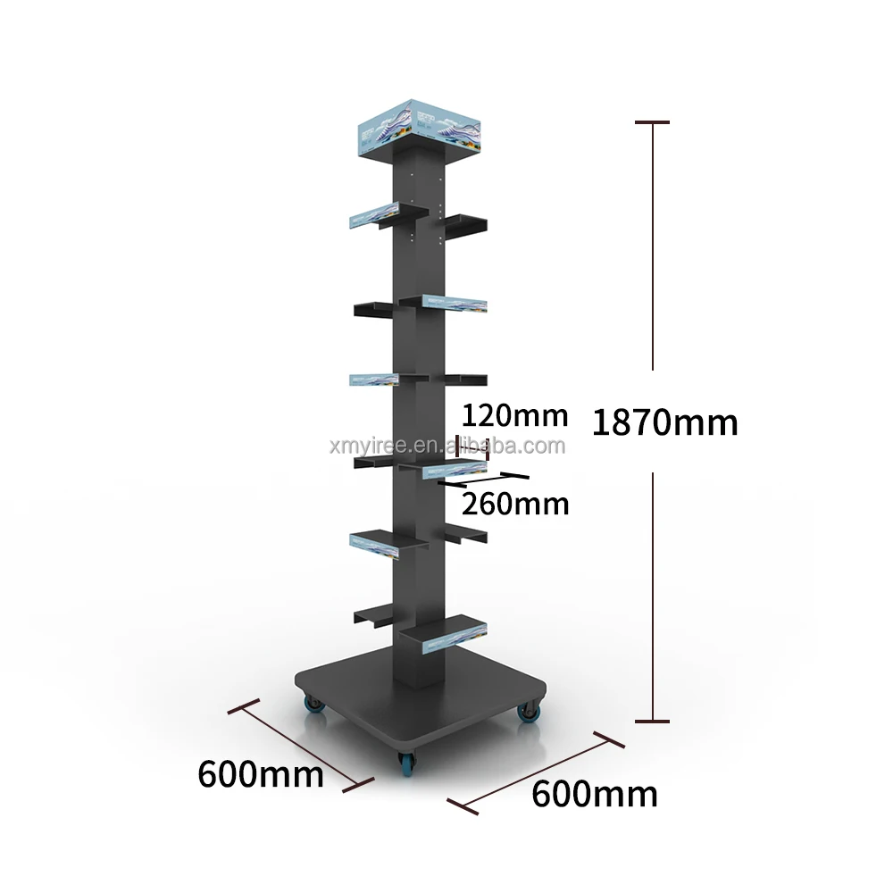 Multi Sides Brand Store Rack Design Metal Black Floor Stands