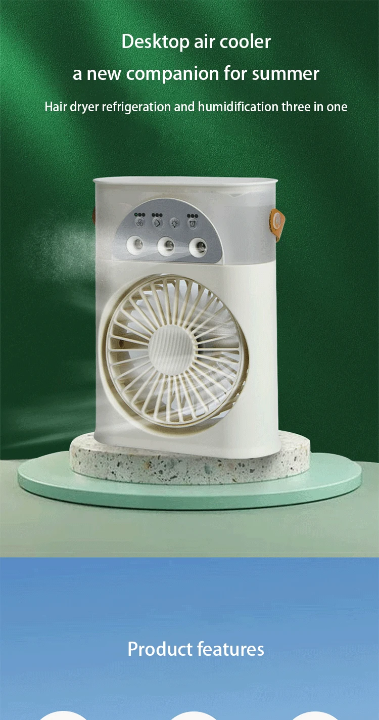 Mini 3-Speed 250ml Water Tank Cooling Fan with 7 Colors Light