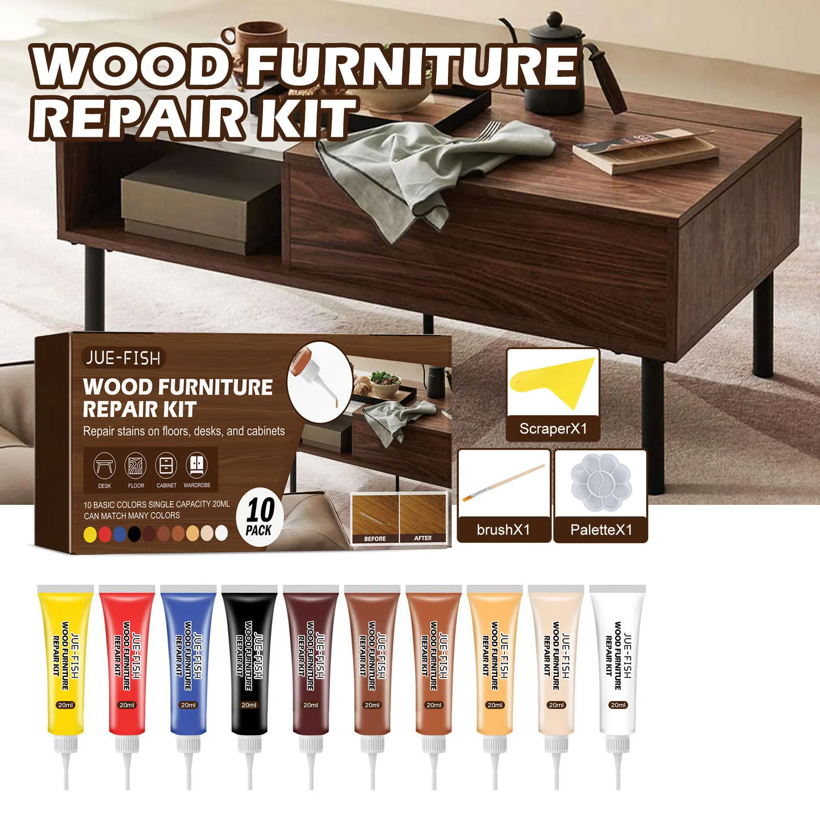 Jue-fish Wood Repair Paste Multi Color Furniture Repair Kit Waterproof ...