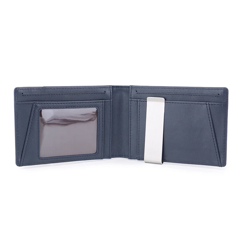 Custom Pu Leather Slim Bifold Men Wallet Rfid Blocking Money Clip ...