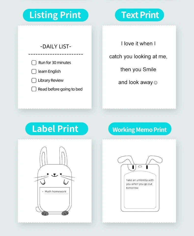 Mini Inkless Label Printer - Thermal Printer Small for School