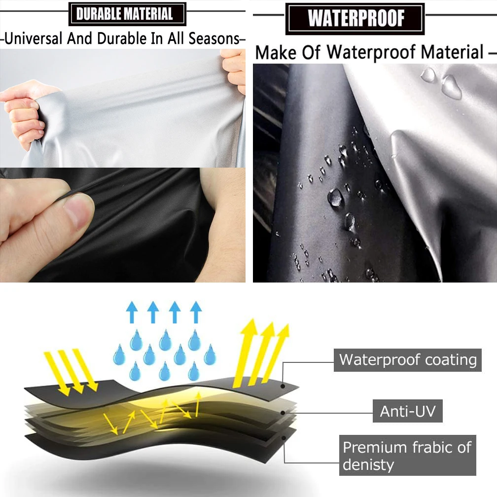 6 Layers Waterproof Car Cover 210T Sun UV Protection with Zipper Cotton ...