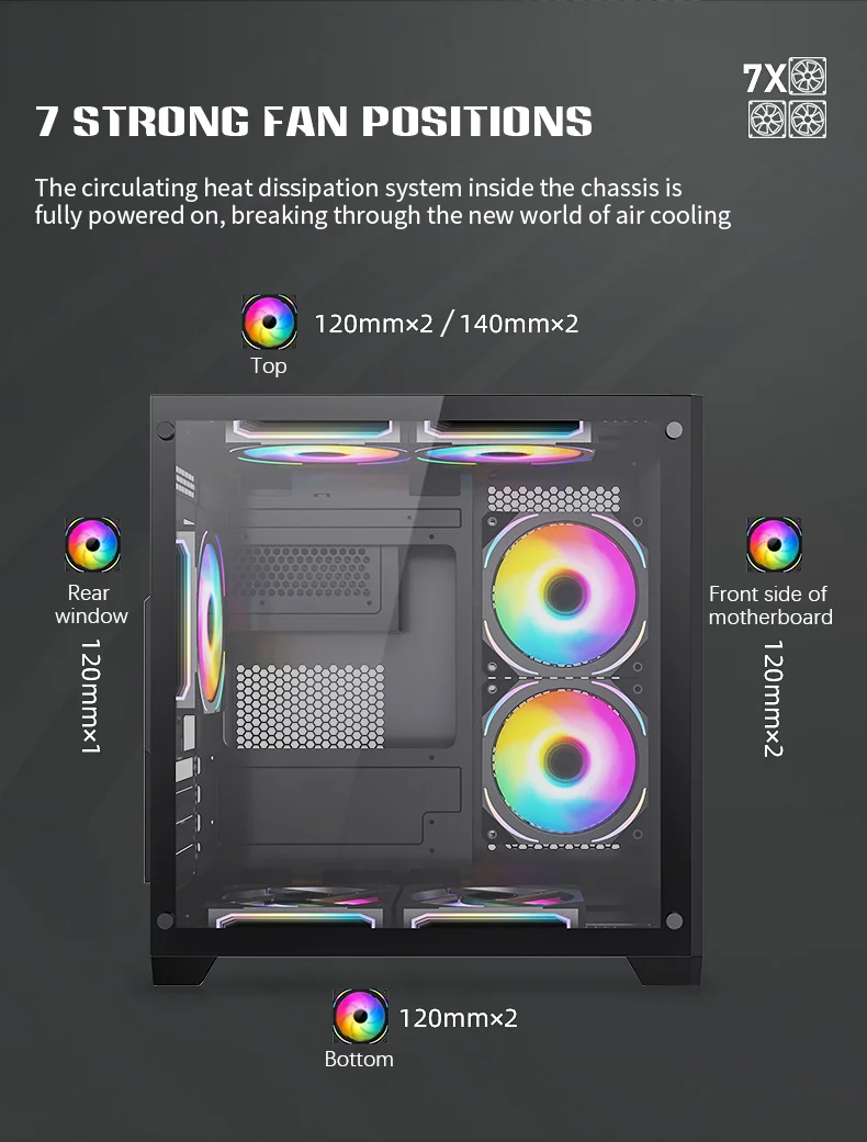 ATX Tower Tempered Glass Gaming Computer Case - Cpu Cabinet