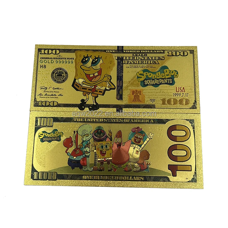 Custom US 100 Dollars Banknote Cartoon Toy Anime Spongebob