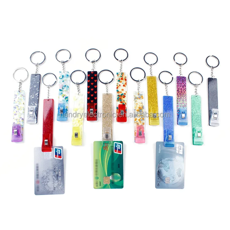 Custom Acrylic Puller Keychain Debit Atm Credit Card Grabber For Long ...