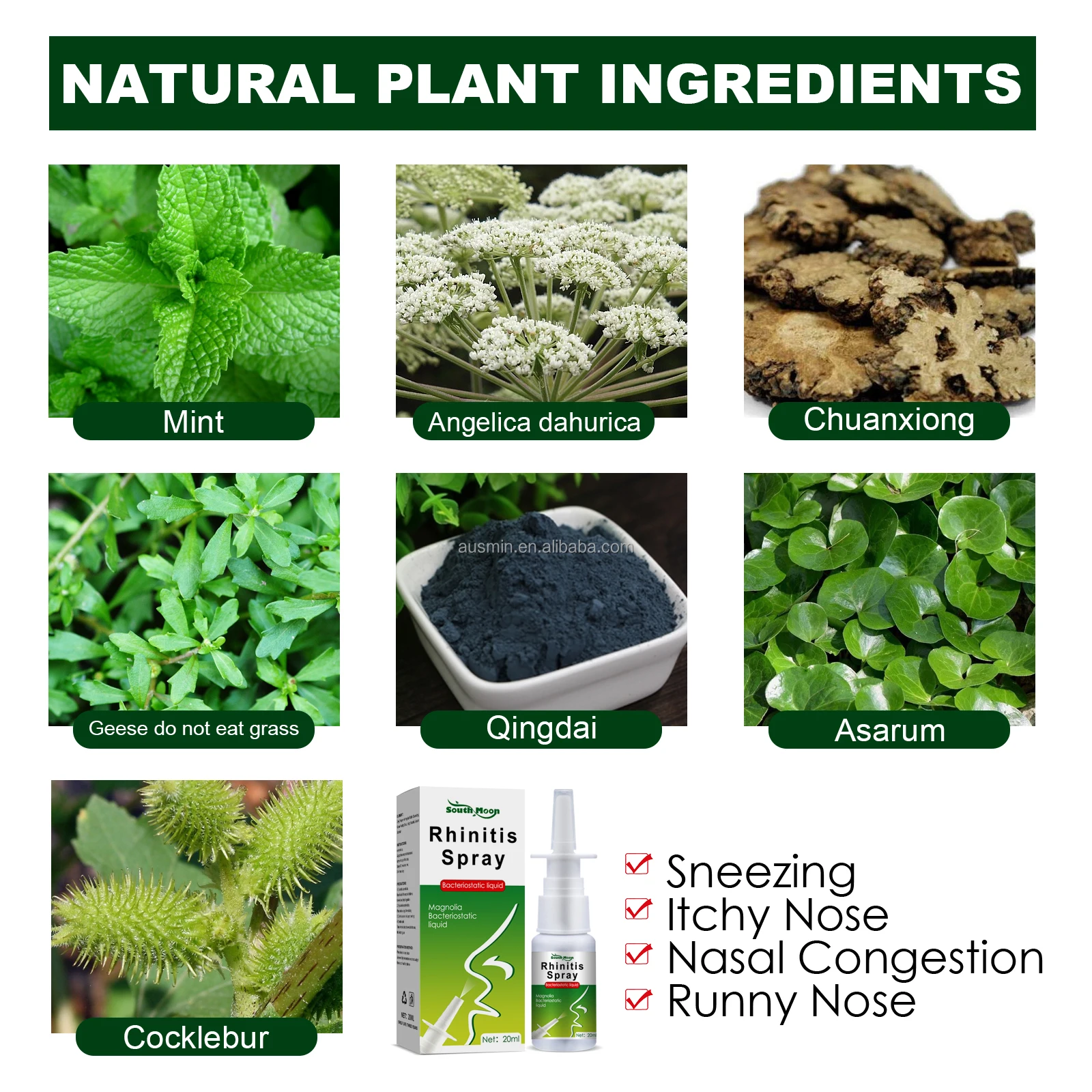 Nasal Rhinitis Anti-snoring Spray Nose Problem Care Herbal Natural ...