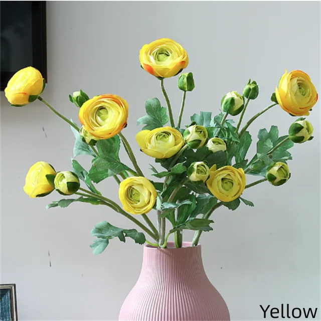 5 Heads Ranunculus Flower Artificial Silk Ranunculus Lotus for Home ...