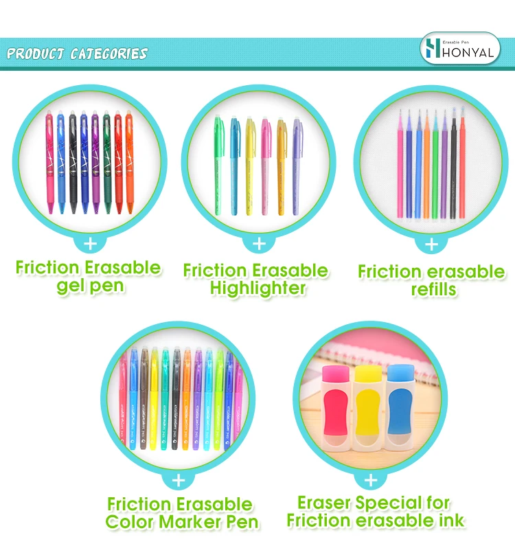 6 Colors Pastel Erasable Highlighters with Heat Sensitive Friction ...