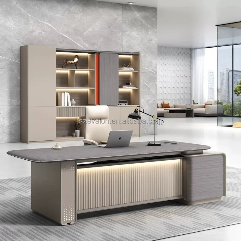 Office Table and Chair Set Executive Desk Melamine Manager Ceo ...