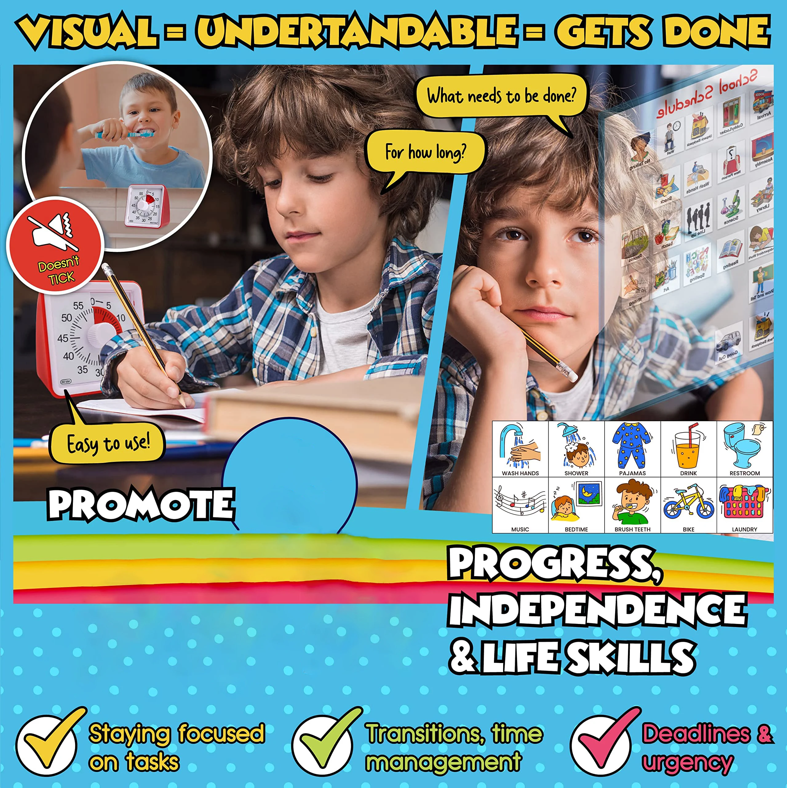 Autistic Children Learning Visual Timer Pec Card Sensory Special Needs ...