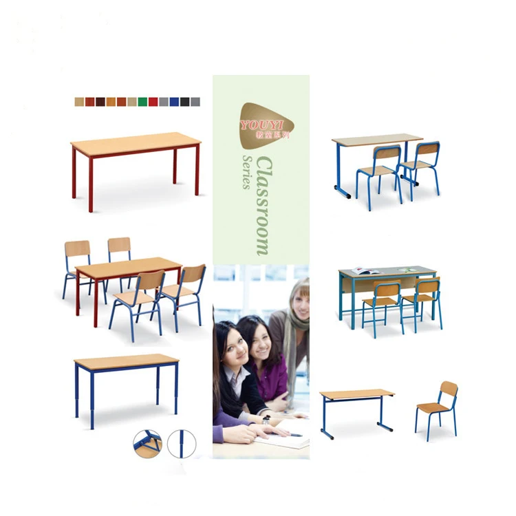 Brand New School Furniture Classroom 2-seater Wooden Desk And Chair ...