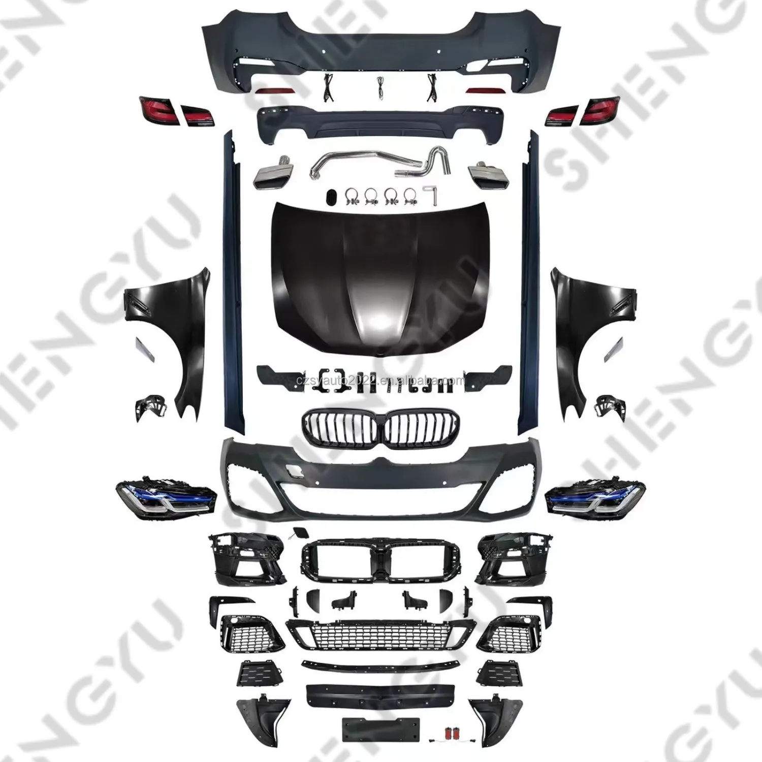 Body Kit Include Front Bumper Assembly Rear Lip Exhaust Pipe For Bmw 5 ...