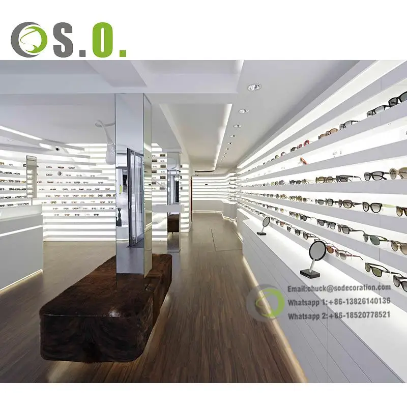 Customized Optical Shop Interior Design Wooden Eyewear Display Cabinet ...