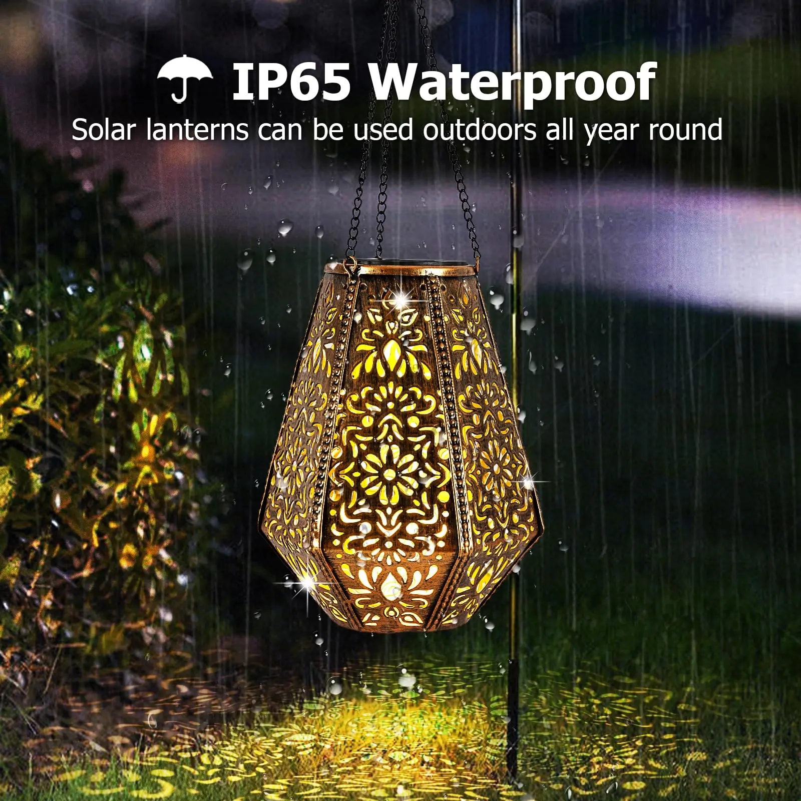 Moroccan Garden Hanging Solar Lantern - Eco-Friendly Decor
