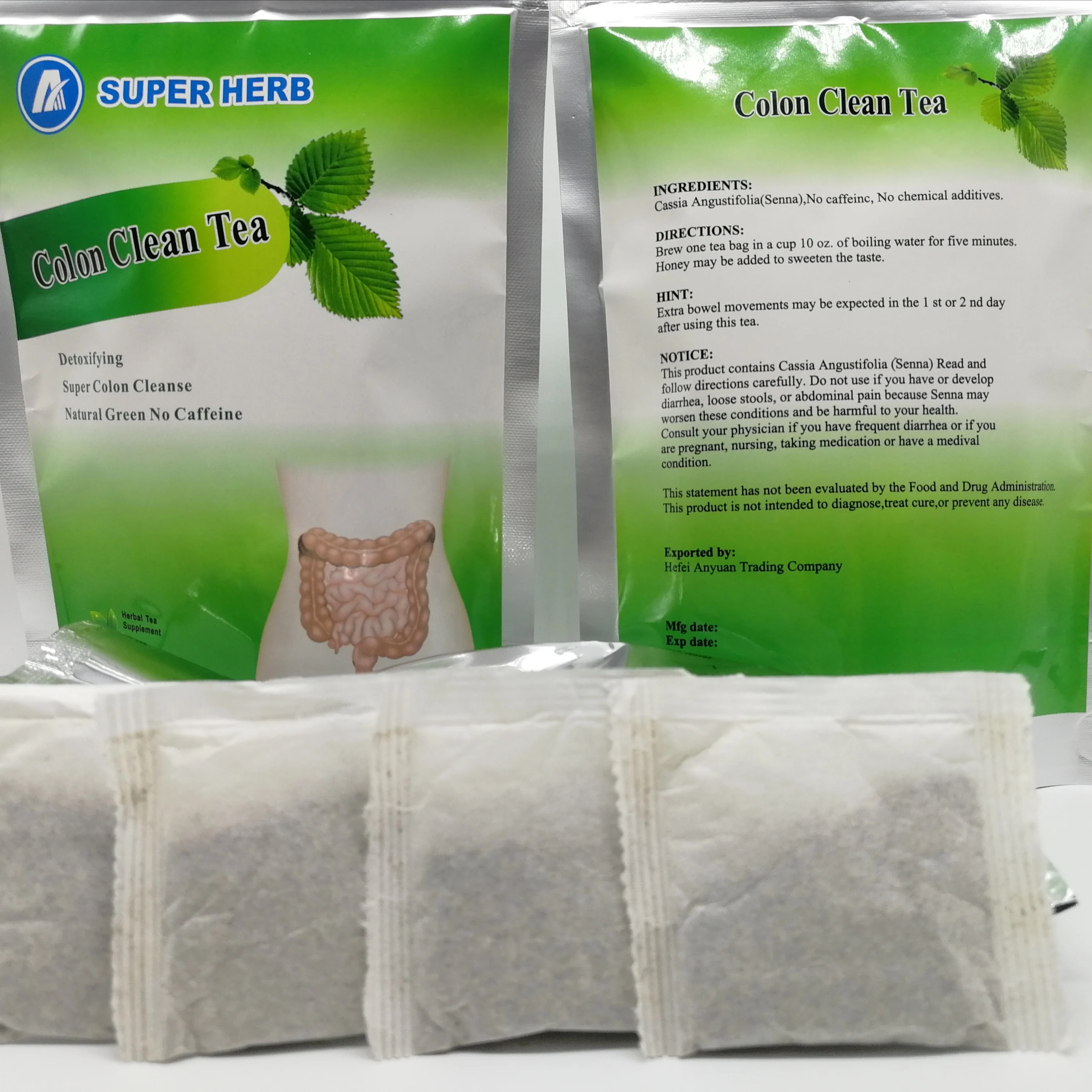 100% Natural Senna Leaf Flat Belly Herbal Tea - Colon Clean Tea