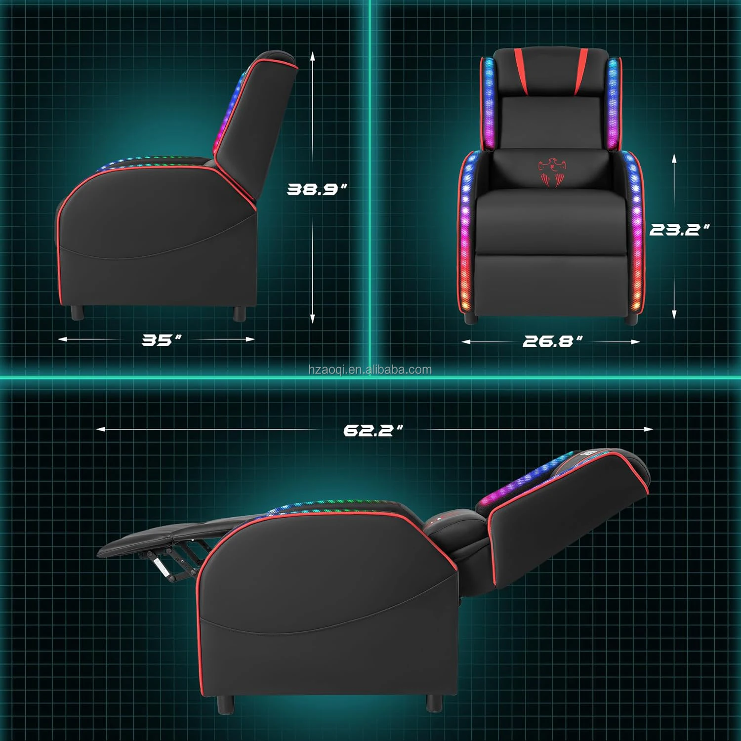 Comfortable Ergonomic Home Seating Fotel Do Gier Gaming Chair Green Rgb ...