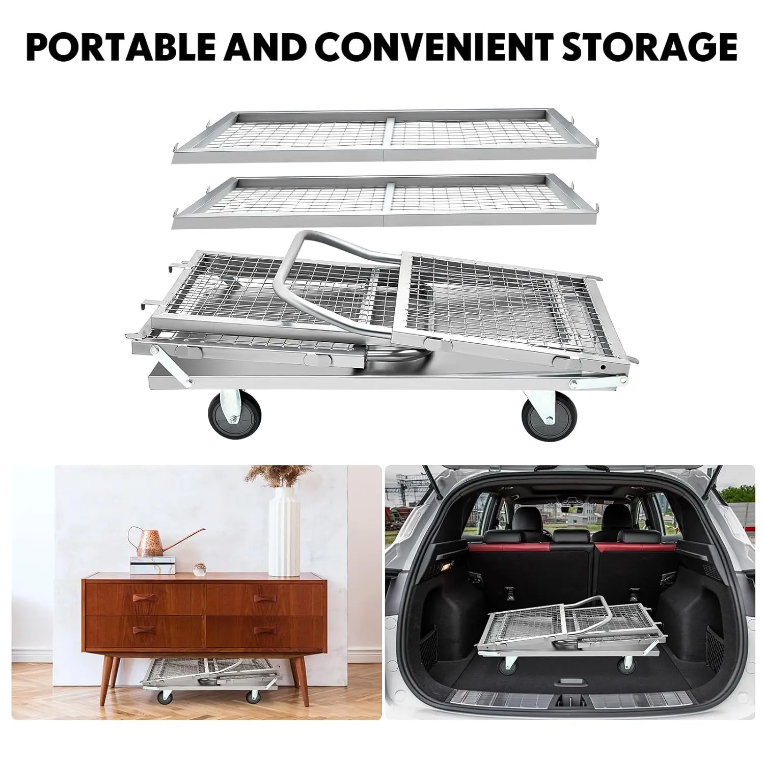 Collapsible Push Carts Platform Trolley with Cages 4 in 1 Foldable ...