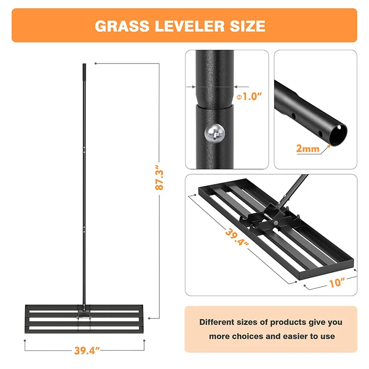 Jh-mech Heavy Duty Ground Plate Rake for Easy Lawn Leveling