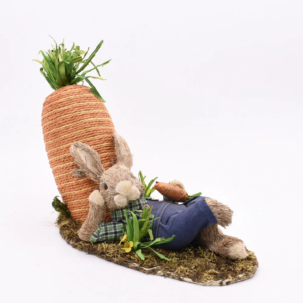 GY BSCI Easter Rabbit Cattail Bunny Decoration Straw Rabbit Factory ...