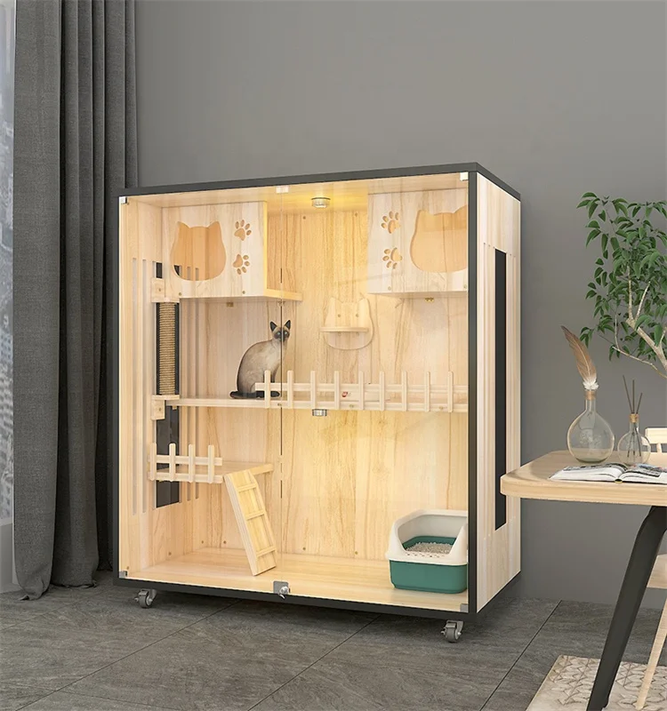 Solid Wood Cat Villa Nest Bed - Luxury Pet House Custom Logo