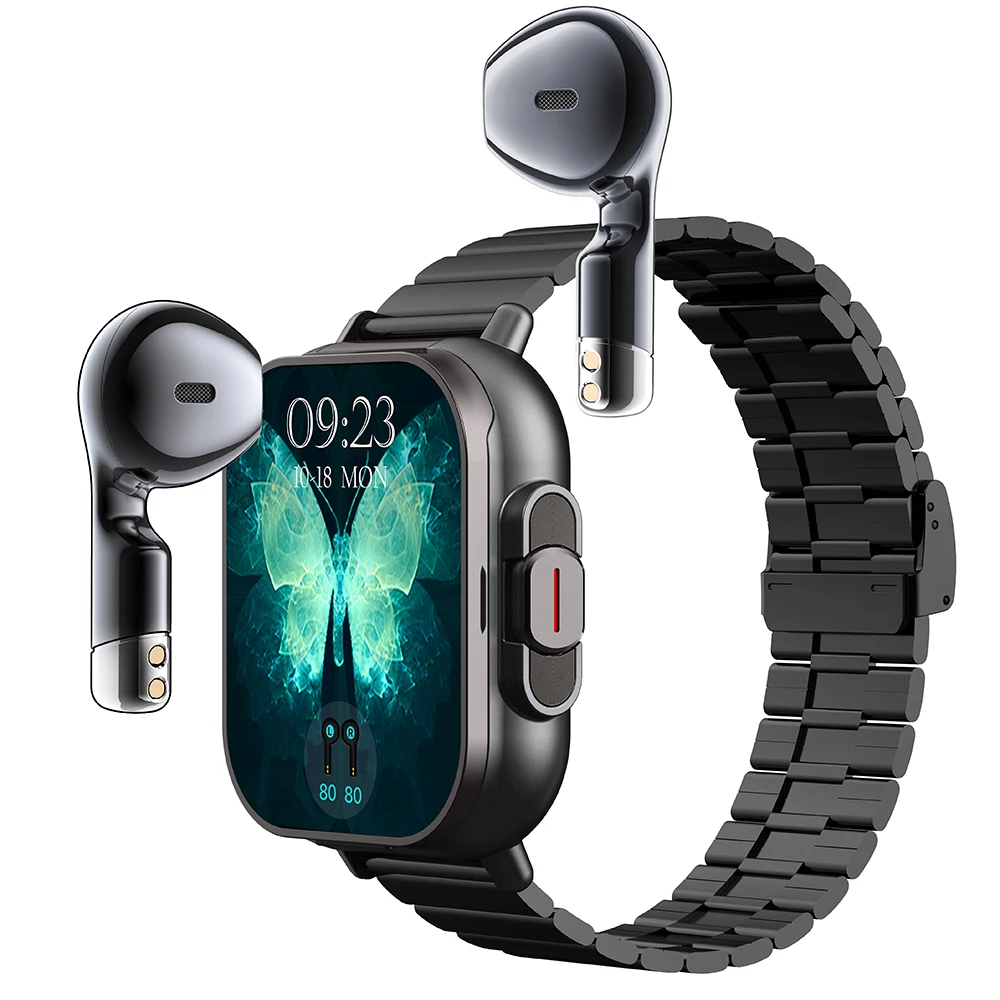 2 in 1 Smartwatch with TWS Earbuds - Health & Fitness Tracker