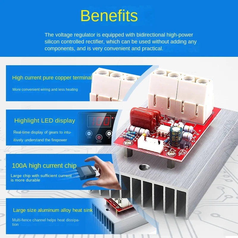 Scr Voltage Regulator Dimmer 10000w 220v Ac Power Regulation Electric ...