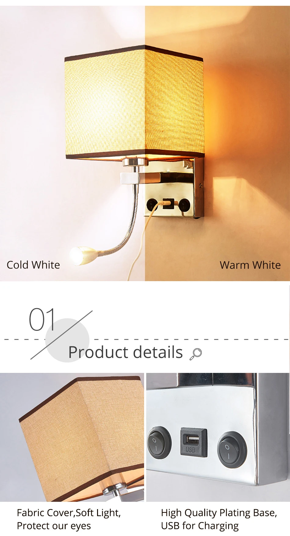 Indoor Hotel Wall Lights Led Fabrics Wall Lamp Bedside Bedroom Applique ...