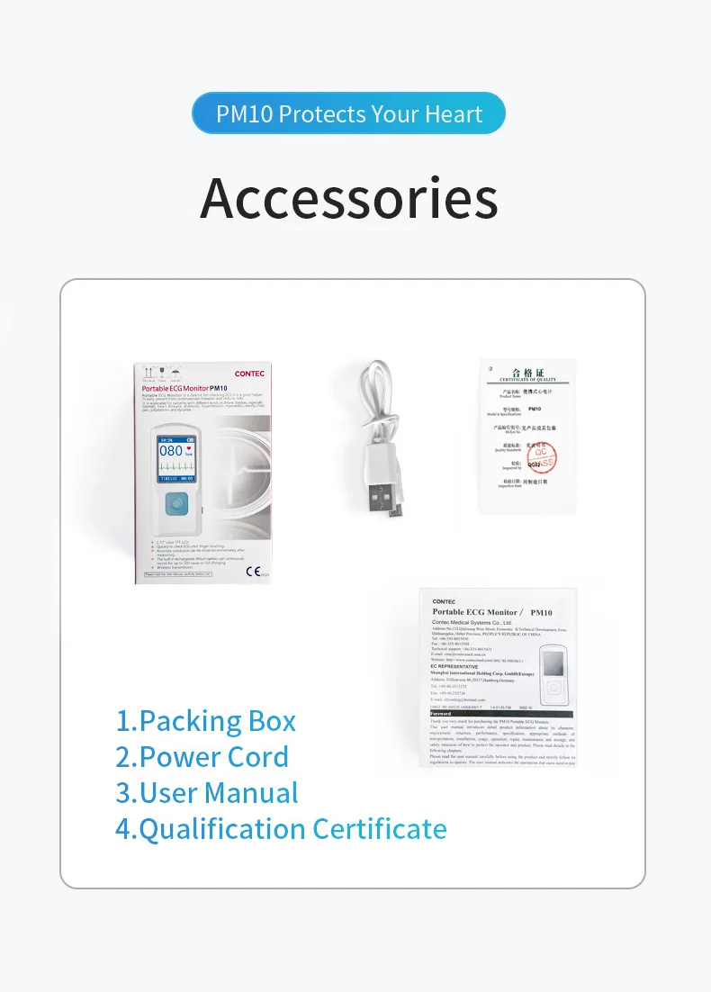 CONTEC PM10 Portable Heart Monitor - Telemetrie EKG System