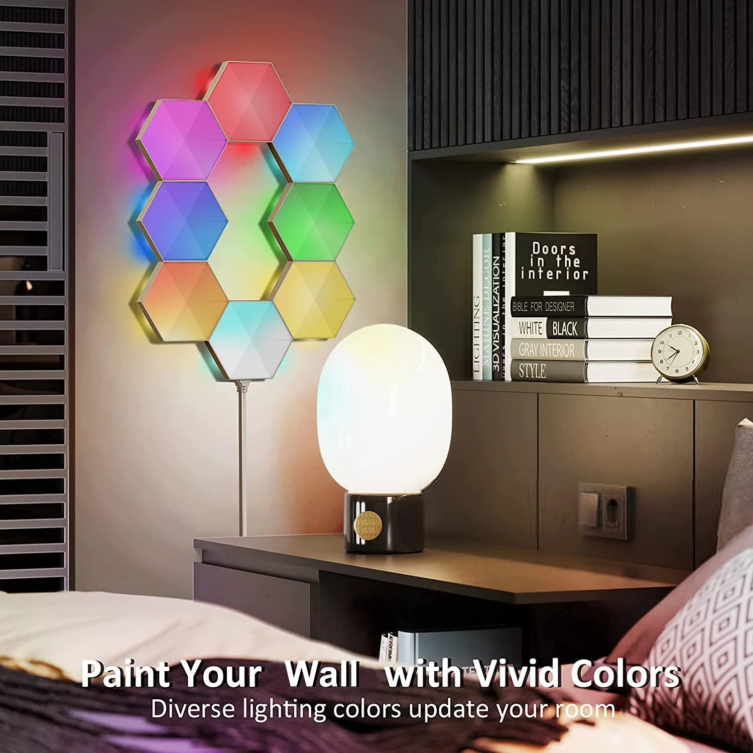 New Rgb Smart Wifi Led Hexagon Wall Lights Game Living Room Bedroom ...