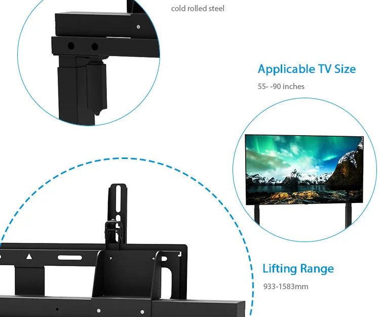 Height Adjustable Tv Lifting Rack With Movable Base Tv Stand Lift For ...