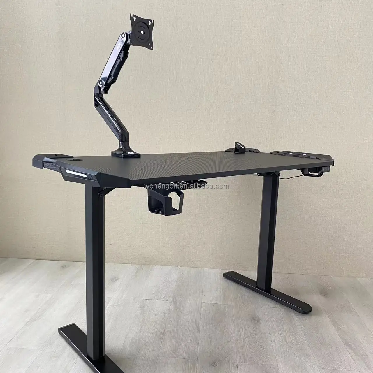 Modern Black Melamine Gaming Desk Standing Adjustable Desk With Table ...