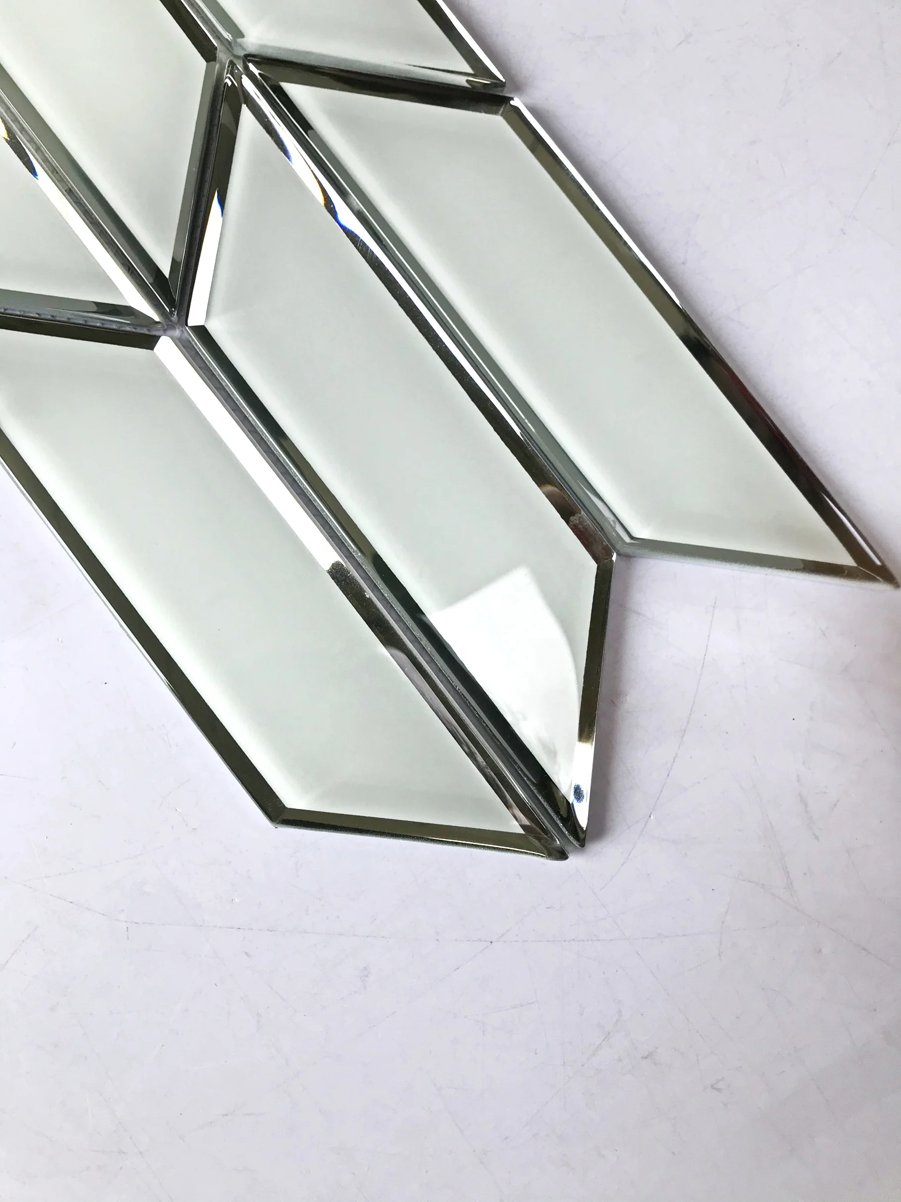 Modern Gray White Parallelogram Glass Mosaic Electroplate